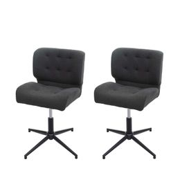 2er-Set Esszimmerstuhl MCW-H42, Drehstuhl K&uuml;chenstuhl, h&ouml;henverstellbar drehbar ~ Stoff/Textil dunkelgrau, Fu&szlig; schwarz