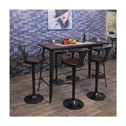 Bartisch MCW-H10, Hochtisch Tresentisch, Industrie-Design Ulme Holz MVG-zertifiziert 106x147x60cm vintage schwarz-braun