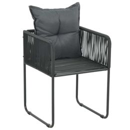 vidaXL Gartenstühle 4 Stk. mit Kissen Poly Rattan Schwarz