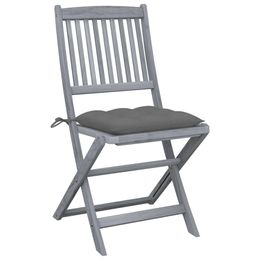 vidaXL Klappbare Gartenstühle 4 Stk. mit Kissen Massivholz Akazie