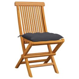 vidaXL Gartenstühle mit Anthrazit Kissen 6 Stk. Massivholz Teak