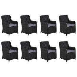 vidaXL 11-tlg. Garten-Essgruppe Poly Rattan Schwarz