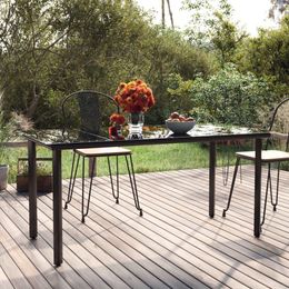 The Living Store Garten-Esstisch Schwarz 160x80x74 cm Stahl und Hartglas