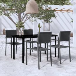 The Living Store 5-tlg. Garten-Essgruppe Schwarz
