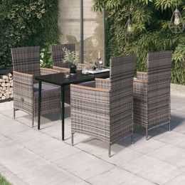 vidaXL 5-tlg. Garten-Essgruppe mit Kissen Grau