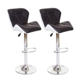 2er-Set Barhocker MCW-A92, Barstuhl Tresenhocker, Kunstleder ~ braun