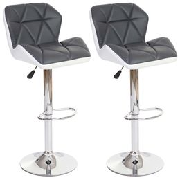 2er-Set Barhocker MCW-A92, Barstuhl Tresenhocker, Kunstleder ~ grau