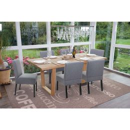 6er-Set Esszimmerstuhl MCW-F61, Stuhl Lounge-Stuhl, Stoff/Textil ~ dunkelgrau