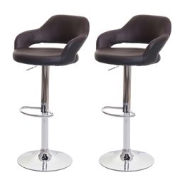 2er-Set Barhocker MCW-F16, Barstuhl Tresenhocker Drehhocker, mit Lehne Kunstleder ~ braun-schwarz