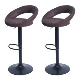 2er-Set Barhocker MCW-F46, Barstuhl Tresenhocker Bistrohocker, Gestell schwarz ~ Wildlederimitat, vintage dunkelbraun