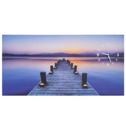 MCW LED-Bild, Leuchtbild Leinwandbild Wandbild, Timer Steg flackernd Wanduhr 110x55cm