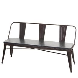 3er Sitzbank MCW-H10, Garderobenbank Esszimmerbank, Kunstleder Chesterfield Industrial Gastronomie ~ schwarz-grau