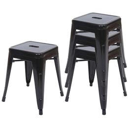 4er-Set Hocker MCW-A73, Metallhocker Sitzhocker, Metall Industriedesign stapelbar ~ schwarz
