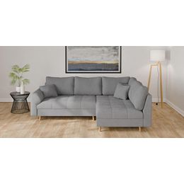 Ecksofa Home Affaire "CHARRE L-Form mit Ottomane, Ma&szlig;e B/T/H: 231/161/81 cm", grau, B:231cm H:81cm T:161cm, 92% Polyester, 8% Nylon, Sofas, Ecksofa, feine Steppung, lose R&uuml;cken- und Zierkissen, auch in Cord und Boucl&eacute;, Topseller