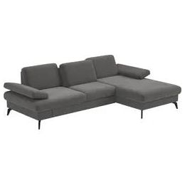 Sit & More Ecksofa SIT & MORE "Morris L-Form, inkl. Sitztiefenverstellung", grau (stone), B:275cm H:82cm T:171cm, 100% Polyester, Sofas, wahlweise mit Armteilverstellung, Bettfunktion & Bettkasten