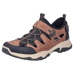 Slip-On Sneaker Rieker, Herren, Gr. 42, braun (braun, schwarz), Lederimitat, Textil, Schuhe, Schlupfschuh, Trekkingschuh, Outdoorschuh mit luftigen Lochungen