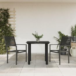 vidaXL 3-tlg. Garten-Essgruppe Schwarz Stahl und Textilene