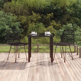 vidaXL 3-tlg. Garten-Essgruppe Schwarz Poly Rattan