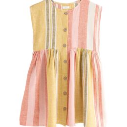 next Kleid 'gekn&ouml;pft' M&auml;dchen Gr&ouml;&szlig;e 80 braun / gelb / pink / wei&szlig;