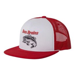 Brixton Bass Brains Fishing Team Trucker Hat Cap rot 11874-CRWCR CRIMSON/WHITE/CRIMSON