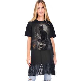 Alchemy England Black Cat T-Shirt schwarz in S 18765-AEA Black Cat Woman's T-Shirt Fatima Solid Black