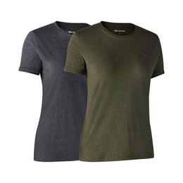 Deerhunter Damen T-Shirts, 2er-Pack Oliv/Grau Melange (Gr&ouml;&szlig;e: 42)