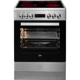 Beko Elektro-Standherd "FSM67320G", Energieeffizienz: A (A+++-D), silber (edelstahlfarben), Herdsets, mit Restwärmeanzeige
