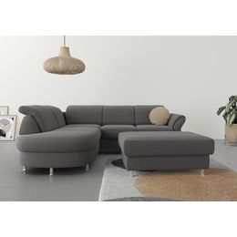Sit & More Ecksofa SIT & MORE "Apulia L-Form", grau, B:250cm H:78cm T:212cm, Webstoff (100% Polyester);Struktur weich (90% Polyester, 10% Polyamid);Luxus-Micofaser Euphoria (100% Polyester);Samtoptik (100% Polyester), Sofas, Ecksofa, wahlweise Bettfunktion, Bettkasten und Kopf- und Armteilverstellung