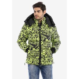 Cipo & Baxx Winterjacke CIPO & BAXX "Winterjacke", Herren, Gr. L, gr&uuml;n (neongr&uuml;n), 100% Polyester, bedruckt, regular fit normal, Jacken Winterjacke, mit stylischem Schriftzug