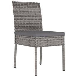 vidaXL Garten-Essstühle 2 Stk. Poly Rattan Grau