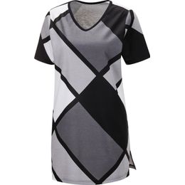 w&auml;schepur Damen Caprianzug mit Grafik-Dessin schwarz-anthrazit-bedruckt Gr&ouml;&szlig;e 48/50