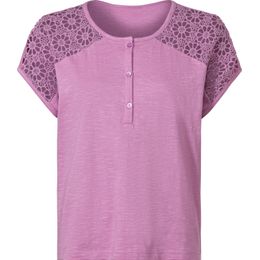 CR&Eacute;ATION L Damen Spitzenshirt mit Knopfleiste orchidee Gr&ouml;&szlig;e 40