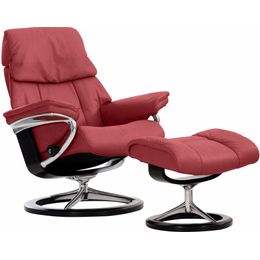 Relaxsessel stressless "Ruby", rot (cherry paloma), B:88cm H:101cm T:78cm, Leder BATICK: durchgef&auml;rbtes und genarbtes M&ouml;belleder;Leder PALOMA: durchgef&auml;rbtes Semianilin-M&ouml;belleder, Sessel, Relaxsessel, mit Signature Base, Gr&ouml;&szlig;e L, Gestell Eiche, Wenge, Braun & Schwarz