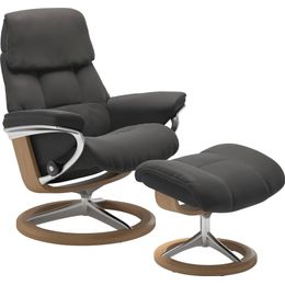Relaxsessel stressless "Ruby", grau (rock paloma), B:88cm H:101cm T:78cm, Leder BATICK: BATICK ist ein leicht korrigiertes, durchgef&auml;rbtes und genarbtes M&ouml;belleder, bei dem die meisten Unebenheiten und Spuren in der Regel entfernt wurden.;Leder PALOMA: PALOMA ist ein durchgef&auml;rbtes Semianilin-M&ouml;belleder mit nat&uuml;rlicher Narbung., Sessel, Relaxsessel, mit Signature Base, Gr&ouml;&szlig;e L, Gestell Eiche, Weng