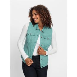WITT Damen Jeansweste mit weitenverstellbarem Saum, salbei, Gr&ouml;&szlig;e 50