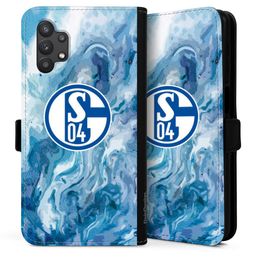 DeinDesign Galaxy A32 5G Handy Klapph&uuml;lle Handyh&uuml;lle aus Kunst Leder schwarz Flip Case Fc Schalke 04 Logo Merchandise Sideflip mit langer Lasche