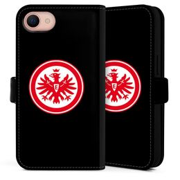 DeinDesign iPhone 16e Handy Klapph&uuml;lle Handyh&uuml;lle aus Kunst Leder schwarz Flip Case Sge Eintracht Frankfurt Eagle Sideflip mit Lasche