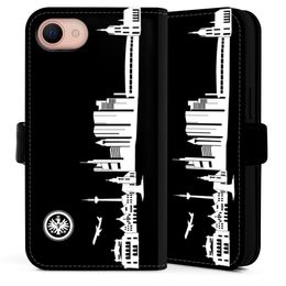 DeinDesign iPhone 16e Handy Klapph&uuml;lle Handyh&uuml;lle aus Kunst Leder schwarz Flip Case Eintracht Frankfurt Sge Skyline Sideflip mit Lasche