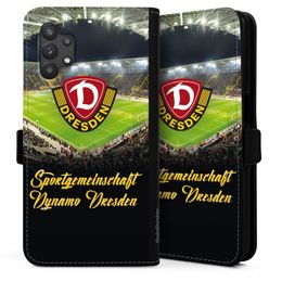DeinDesign Galaxy A32 5G Handy Klapph&uuml;lle Handyh&uuml;lle aus Kunst Leder schwarz Flip Case Sg Dynamo Dresden Sgd Official Licensed Product Sideflip mit langer Lasche