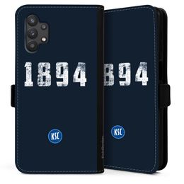 DeinDesign Galaxy A32 5G Handy Klapph&uuml;lle Handyh&uuml;lle aus Kunst Leder schwarz Flip Case Ksc Karlsruher Sc Bundesliga Sideflip mit langer Lasche
