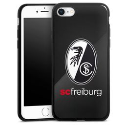 DeinDesign iPhone SE (2022) Handy Slim Case extra d&uuml;nn Silikon Handyh&uuml;lle schwarz H&uuml;lle Lettering Sc Freiburg Logo Silikon Slim Case
