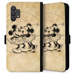 DeinDesign Galaxy A32 5G Handy Klapph&uuml;lle Handyh&uuml;lle aus Kunst Leder schwarz Flip Case Minnie Mouse Vintage Mickey Mouse Sideflip mit langer Lasche