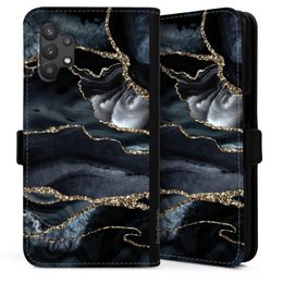 DeinDesign Galaxy A32 5G Handy Klapph&uuml;lle Handyh&uuml;lle aus Kunst Leder schwarz Flip Case Trends Glitzer Marble Sideflip mit langer Lasche