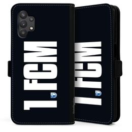 DeinDesign Galaxy A32 5G Handy Klapph&uuml;lle Handyh&uuml;lle aus Kunst Leder schwarz Flip Case Official Licensed Product 1. Fcm 1. Fc Magdeburg Sideflip mit langer 
