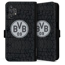 DeinDesign Galaxy A32 5G Handy Klapph&uuml;lle Handyh&uuml;lle aus Kunst Leder schwarz Flip Case Borussia Dortmund Jersey Bvb Sideflip mit langer Lasche