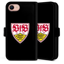 DeinDesign iPhone 16e Handy Klapph&uuml;lle Handyh&uuml;lle aus Kunst Leder schwarz Flip Case Vfb Stuttgart Coat Of Arms Official Licensed Product Sideflip mit Lasche