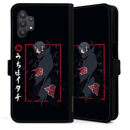 DeinDesign Galaxy A32 5G Handy Klapph&uuml;lle Handyh&uuml;lle aus Kunst Leder schwarz Flip Case Itachi Uchiha Official Licensed Product Naruto Shippuden Sideflip mit 