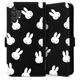 DeinDesign Galaxy A32 5G Handy Klapph&uuml;lle Handyh&uuml;lle aus Kunst Leder schwarz Flip Case Muster Transparent Miffy Sideflip mit langer Lasche
