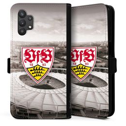 DeinDesign Galaxy A32 5G Handy Klapph&uuml;lle Handyh&uuml;lle aus Kunst Leder schwarz Flip Case Official Licensed Product Stadium Vfb Stuttgart Sideflip mit langer Lasche