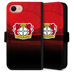 DeinDesign iPhone 16e Handy Klapph&uuml;lle Handyh&uuml;lle aus Kunst Leder schwarz Flip Case Bayer 04 Leverkusen Official Licensed Product Stadium Sideflip mit Lasche
